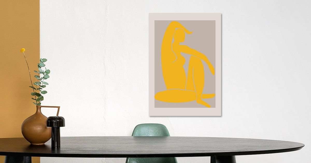 Gele figuur van Pictufy Studio II op canvas, behang en meer