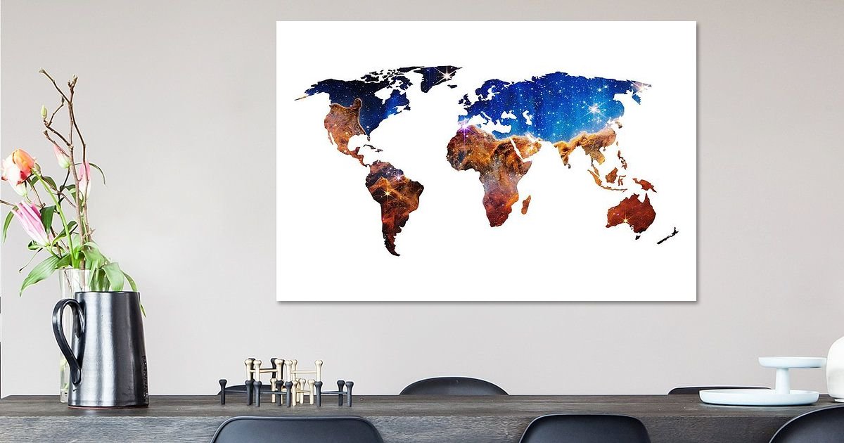 Map of the World with the Carina Nebula by Whale & Sons on canvas ...