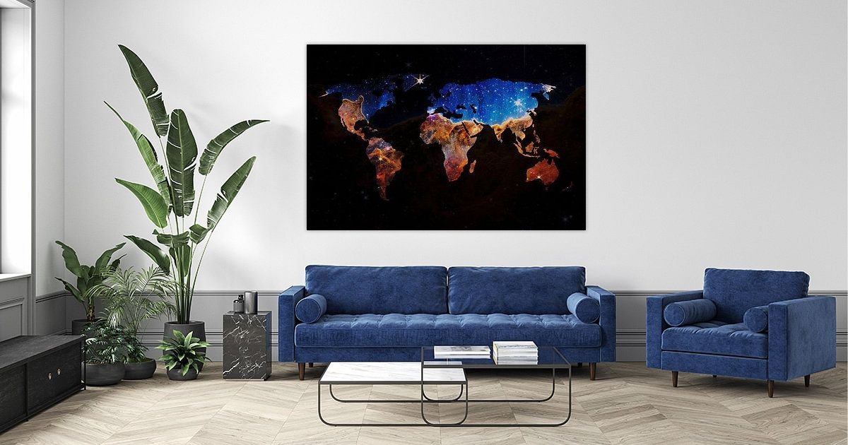 Map of the World with the Carina Nebula (dark background) by Whale ...