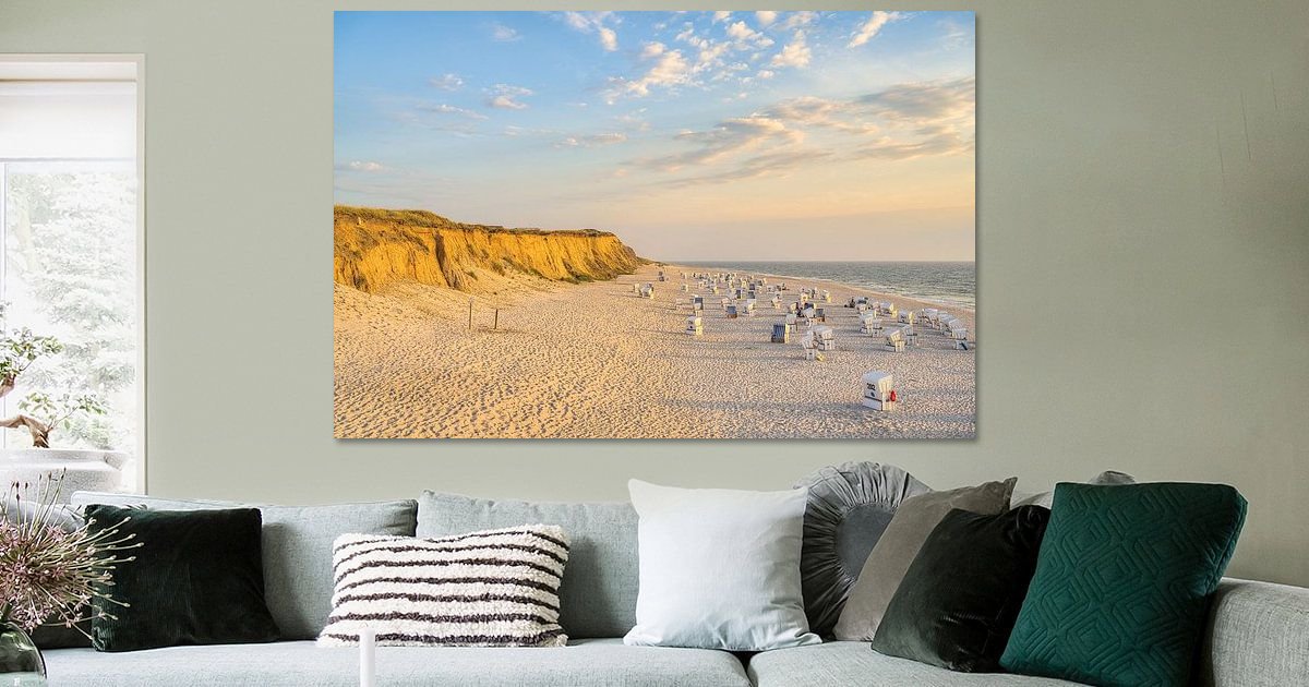 Rode Klif op Sylt van Michael Valjak op canvas, behang en meer