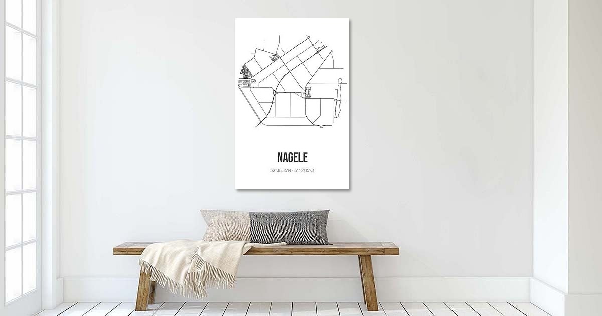 Nagele (Flevoland) | Landkaart | Zwart-wit van Stad & Wand op canvas ...