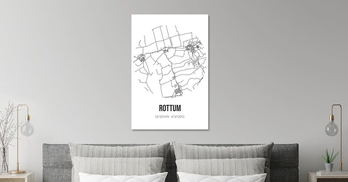 Rottum (Groningen) | Landkaart | Zwart-wit van MijnStadsPoster op ...