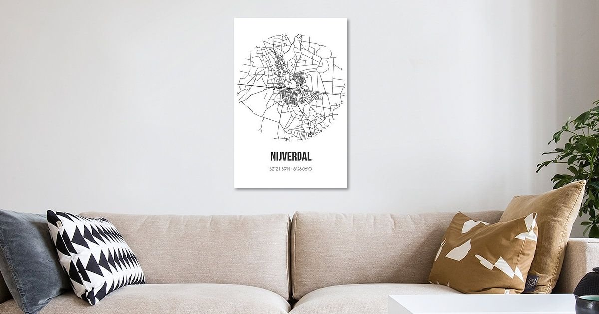 Nijverdal (Overijssel) | Landkaart | Zwart-wit van Stad & Wand op ...