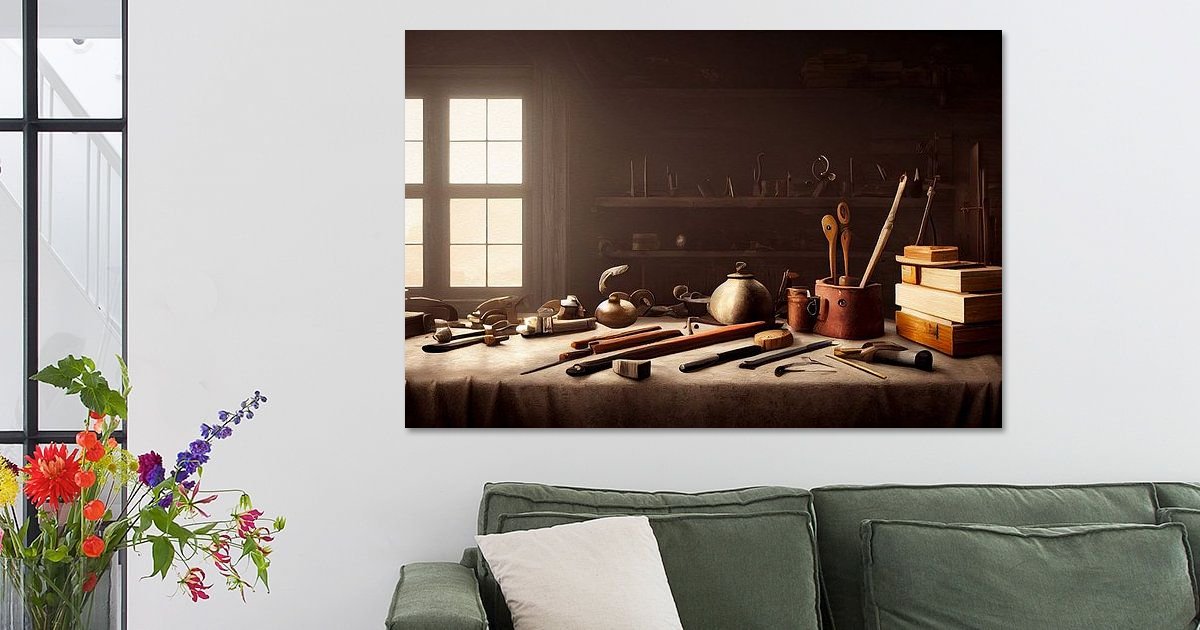 Carpentry still life with historical carpentry tools by Max Steinwald ...