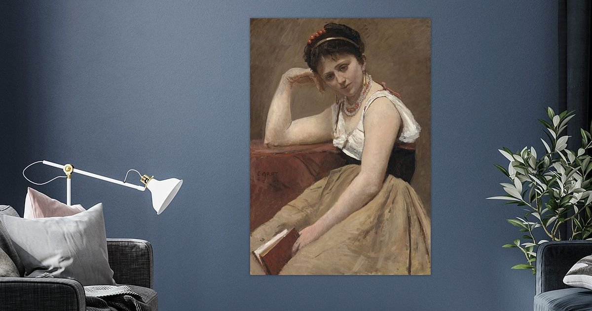 Jean-Baptiste-Camille Corot, Interrupted Reading, c. 1870, van ...