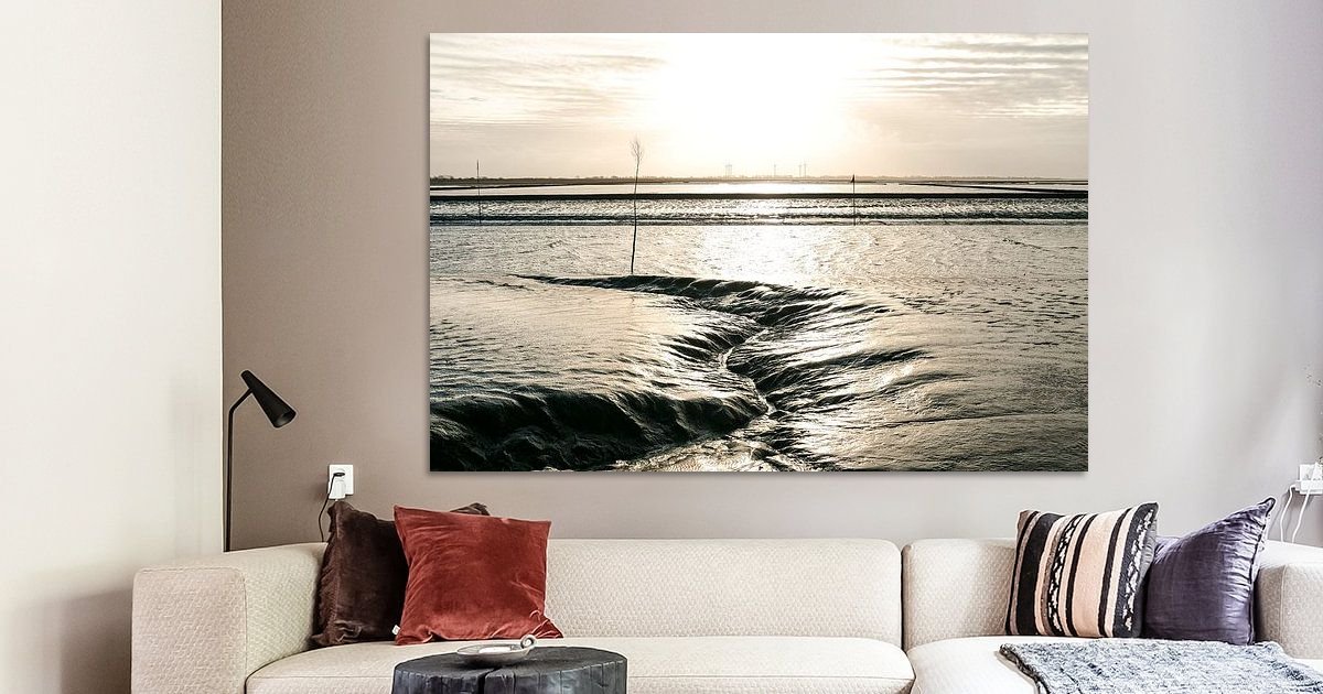 Eb en vloed, wadden en de Waddenzee van Heiko Westphalen op canvas ...