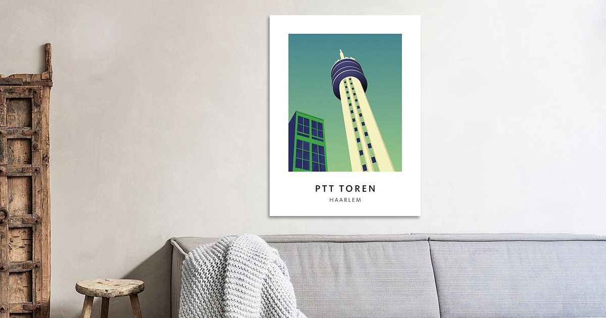 PTT tower Haarlem by Erwin van Wijk on canvas, poster, wallpaper and more