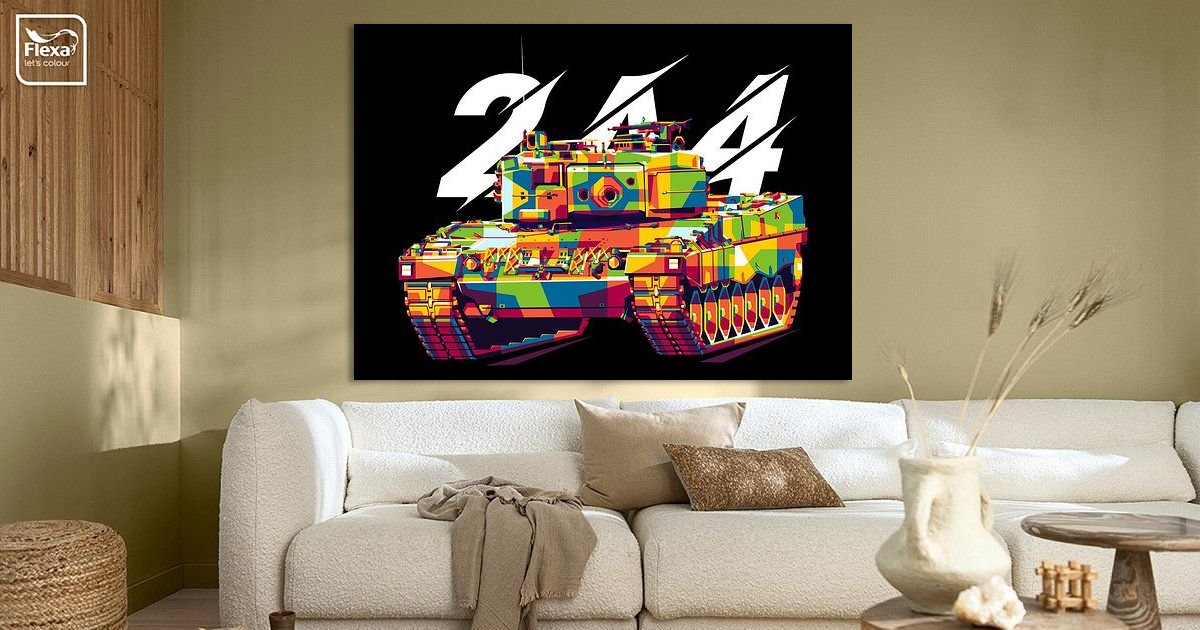 Leopard 2A4 in WPAP Illustratie van Lintang Wicaksono op canvas, behang ...