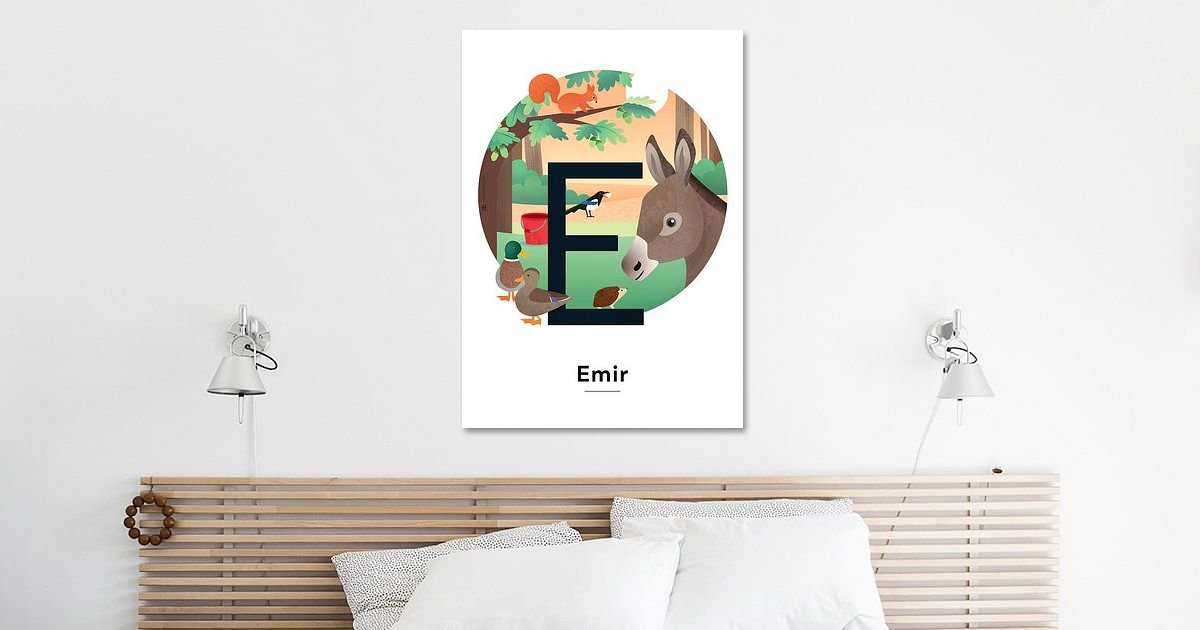 Naamposter Emir van Hannah Barrow op canvas, behang en meer