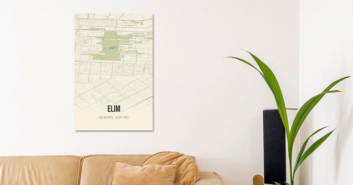 Vintage map of Elim (Drenthe) by MyCityPoster on canvas, poster ...