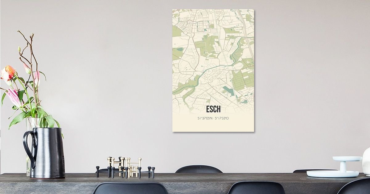 Vintage map of Esch (North Brabant). by MyCityPoster on canvas, poster ...