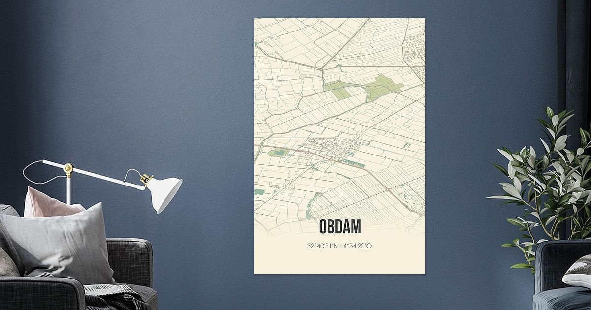Vintage map of Obdam (North Holland) by MyCityPoster on canvas, poster ...