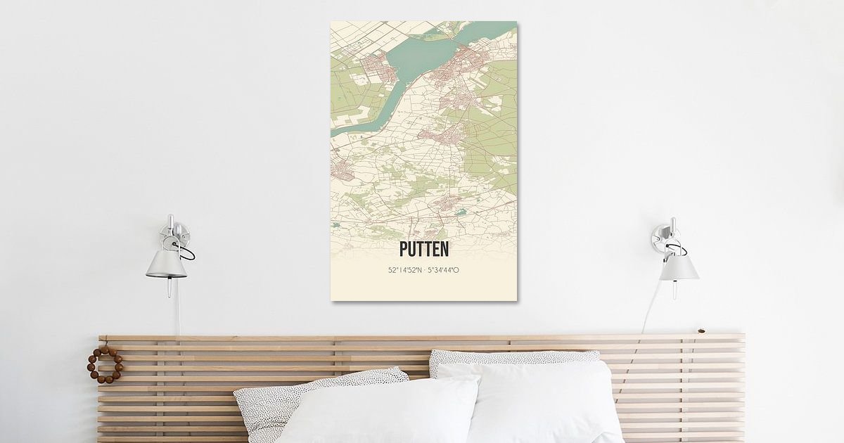 Vintage map of Putten (Gelderland) by MyCityPoster on canvas, poster ...