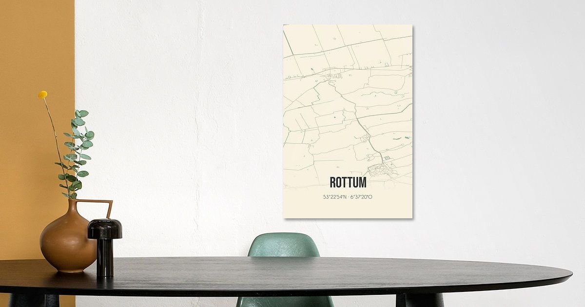 Vintage landkaart van Rottum (Groningen) van MijnStadsPoster op canvas ...