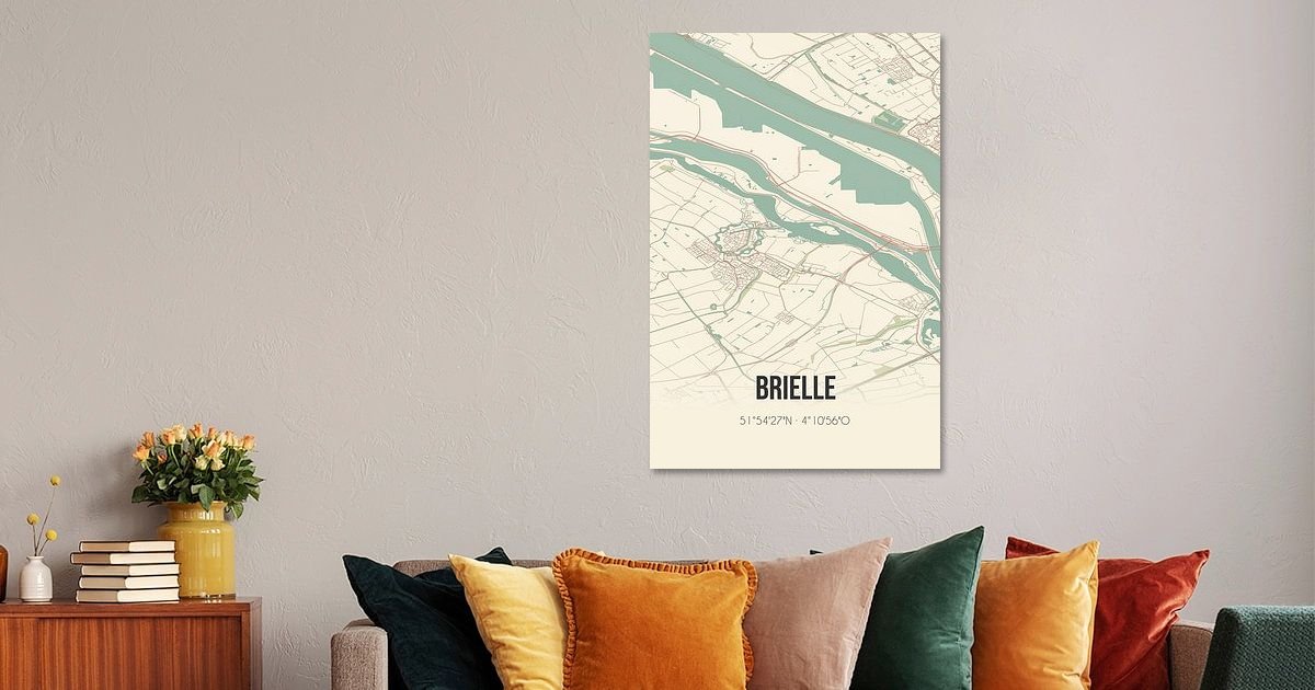 Vintage map of Brielle (South Holland) by MyCityPoster on canvas ...