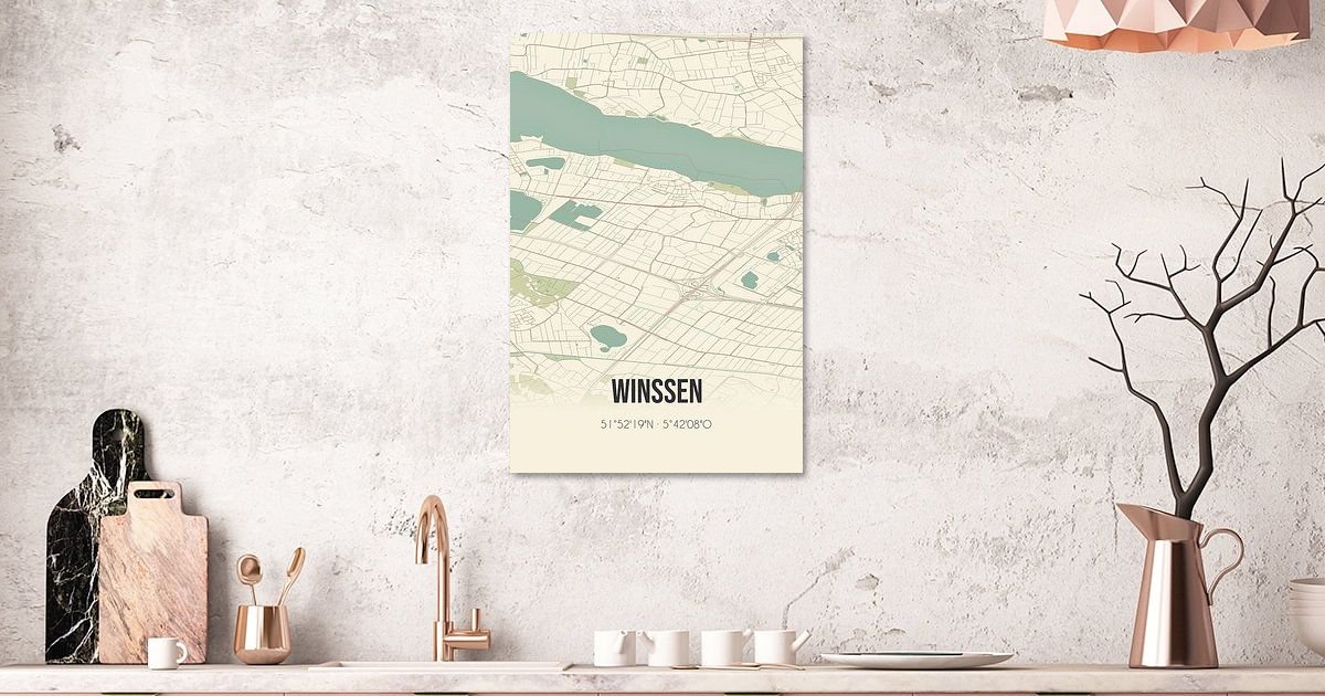 Vintage map of Winssen (Gelderland) by MyCityPoster on canvas, poster ...