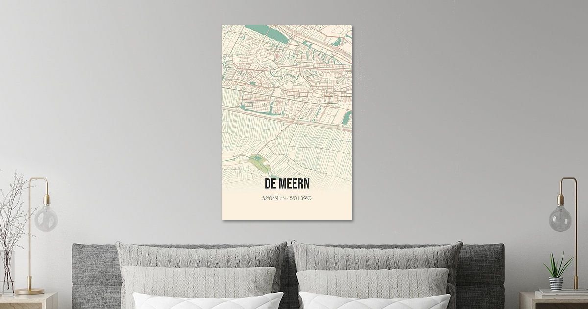 Vintage landkaart van De Meern (Utrecht) van Stad & Wand op canvas ...