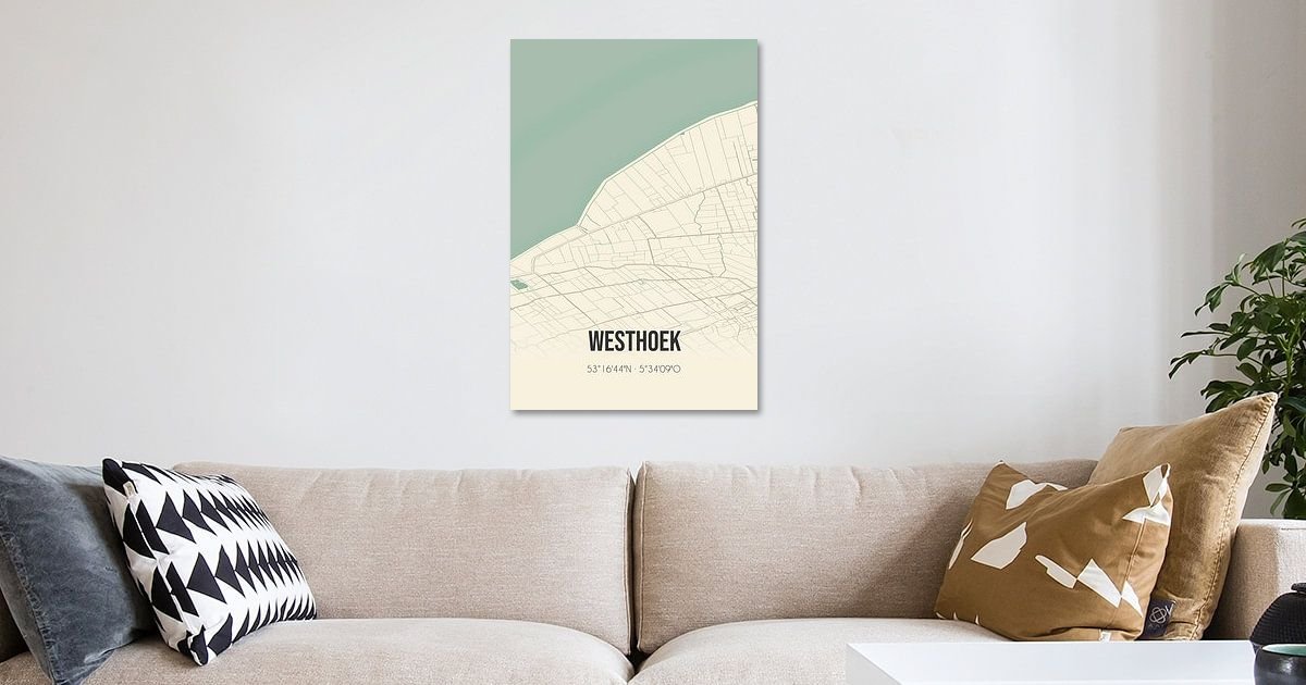 Vintage map of Westhoek (Fryslan) by MyCityPoster on canvas, poster ...