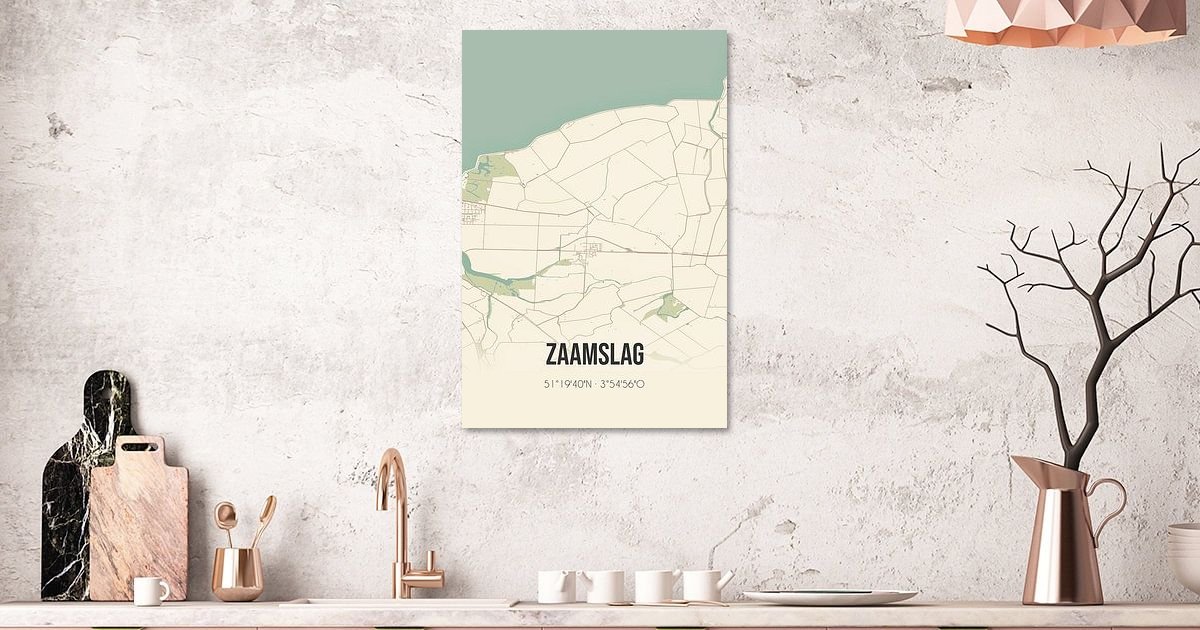 Vintage map of Zaamslag (Zeeland) by MyCityPoster on canvas, poster ...