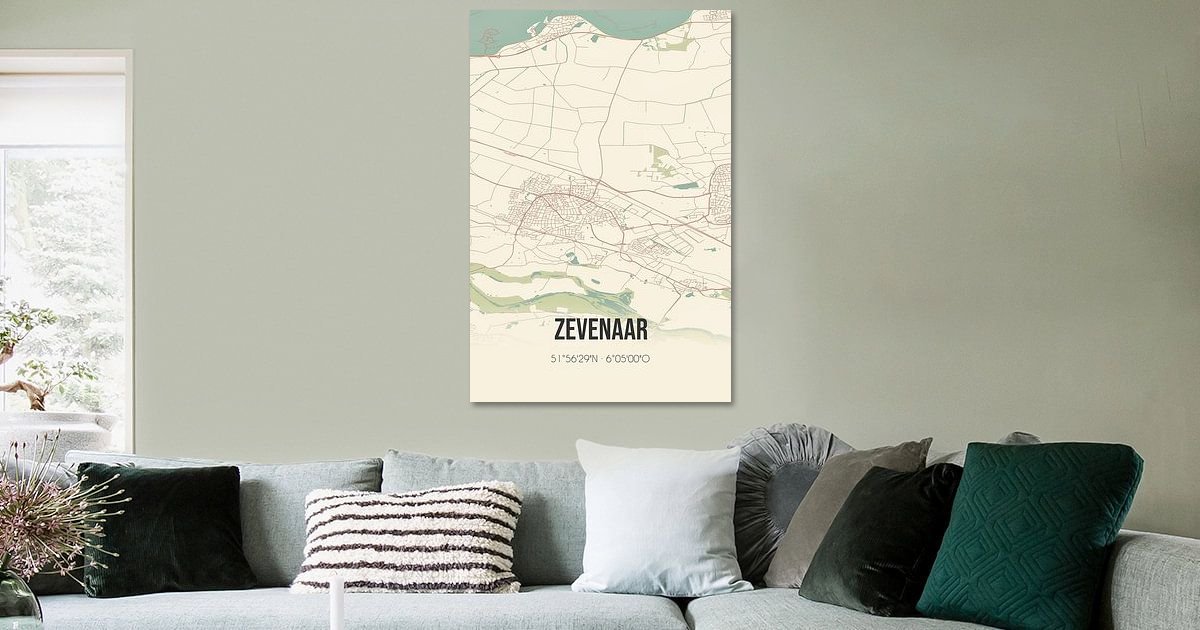 Vintage landkaart van Zevenaar (Gelderland) van Stad & Wand op canvas ...