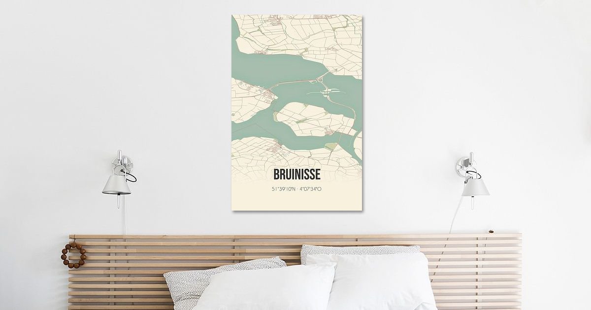 Vintage map of Bruinisse (Zeeland) by MyCityPoster on canvas, poster ...
