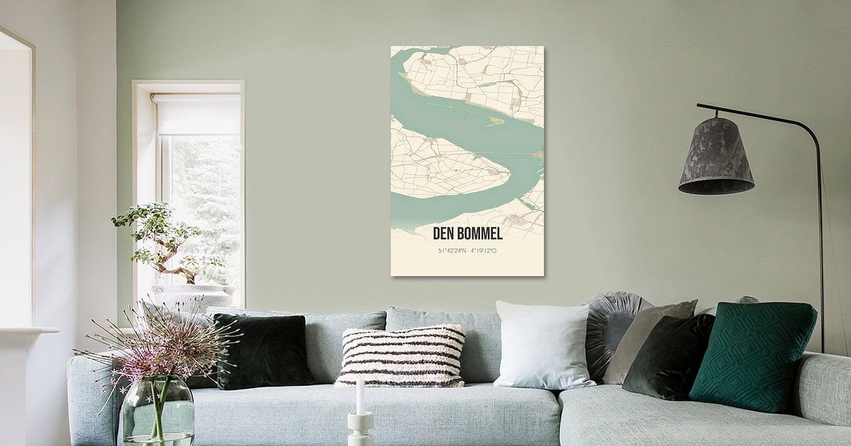 Vintage landkaart van Den Bommel (Zuid-Holland) van Stad & Wand op ...