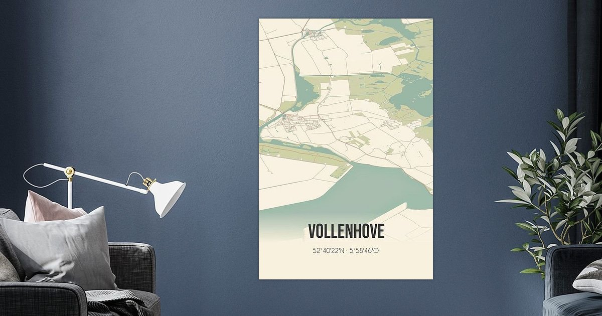 Vintage map of Vollenhove (Overijssel) by MyCityPoster on canvas ...