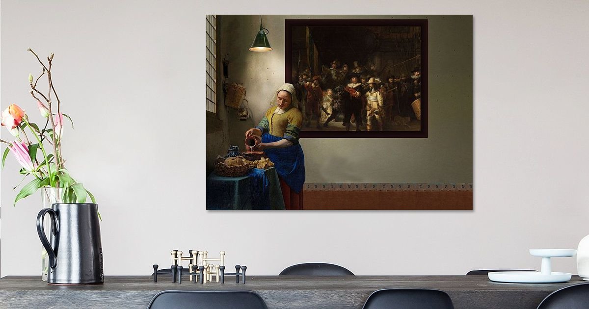 The Milkmaid and the Night Watch-Vermeer and Rembrandt by Digital Art ...