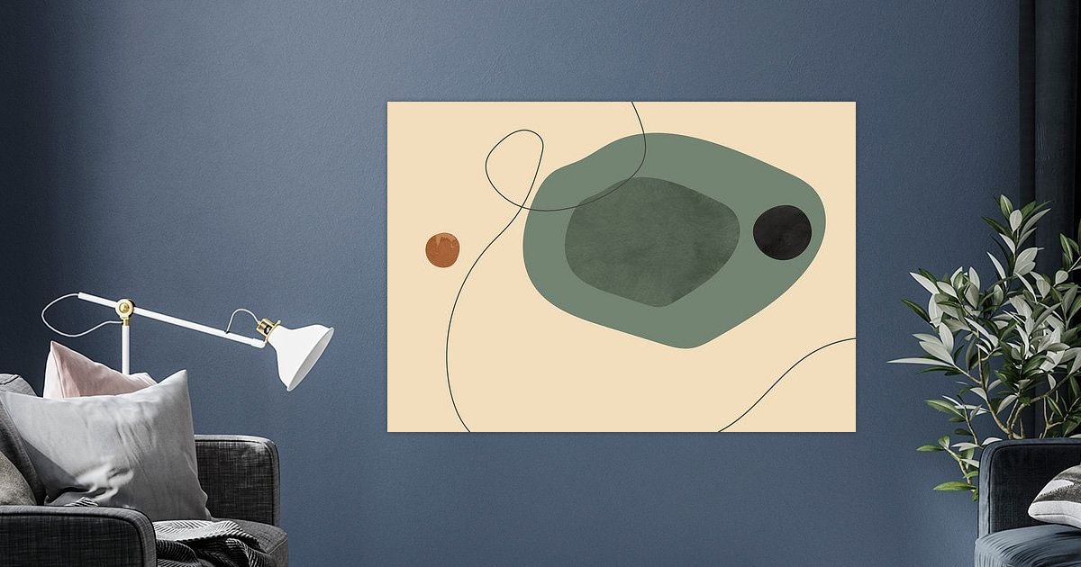 Mid Eeuw Modern Abstract van Mad Dog Art op canvas, behang en meer