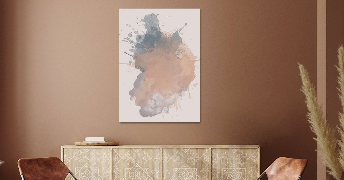 Watercolor splash (grijs bruin, aardetinten) van Studio Allee op canvas ...