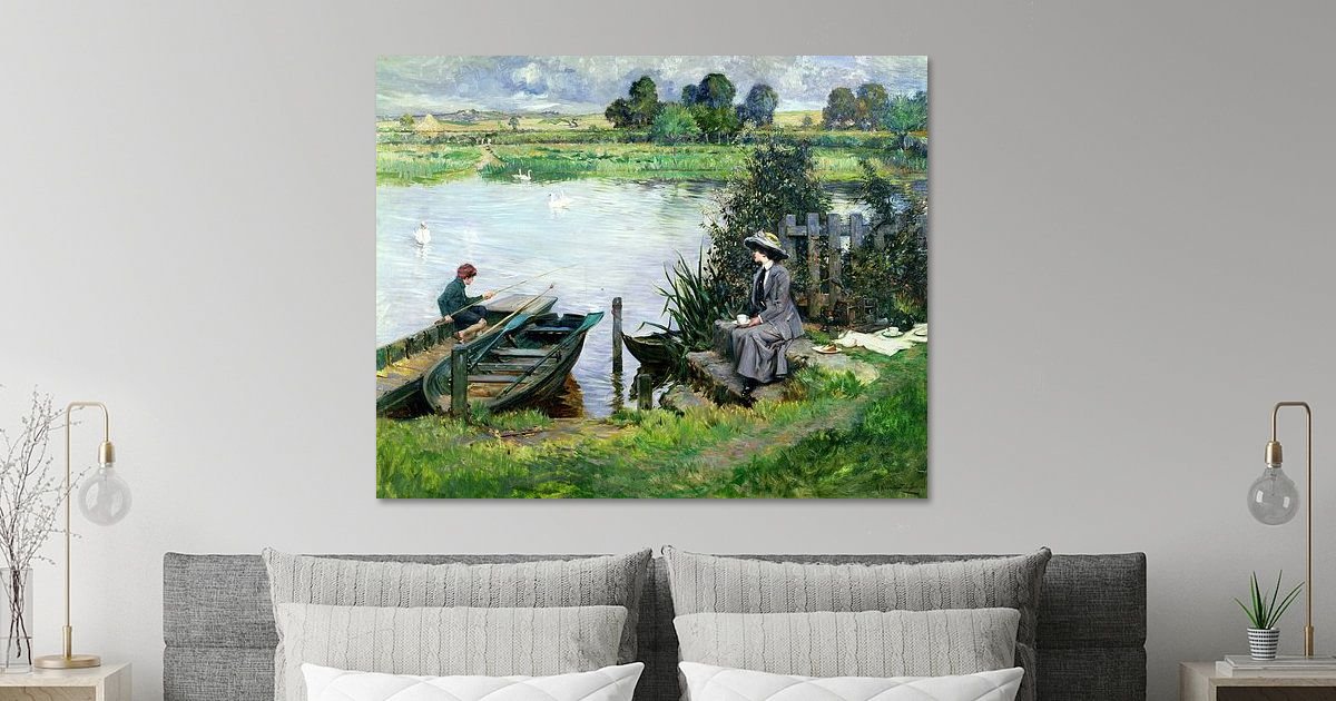 Albert Chevallier Tayler,De Theems bij Benson op canvas, behang, poster ...