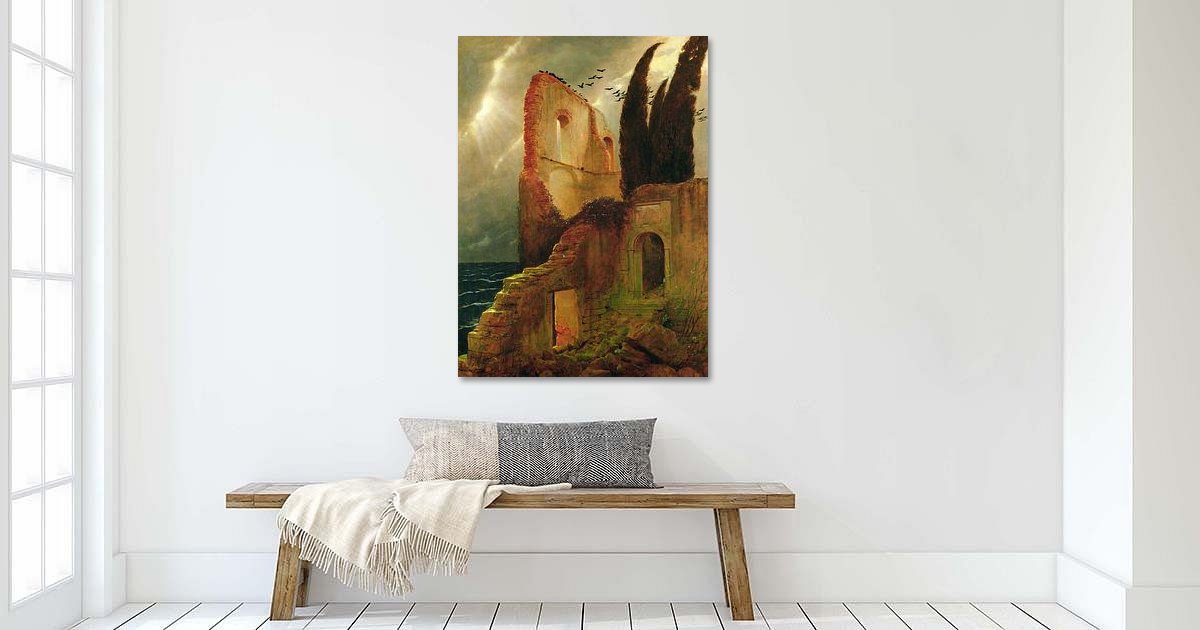 Arnold Bocklin,Ruin By The Sea, 1881 op canvas, behang, poster en meer
