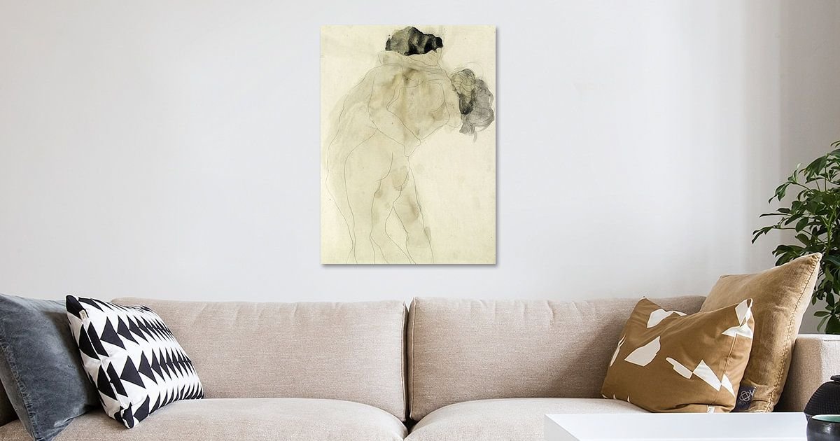 Auguste Rodin,Twee omarmende figuren op canvas, behang, poster en meer