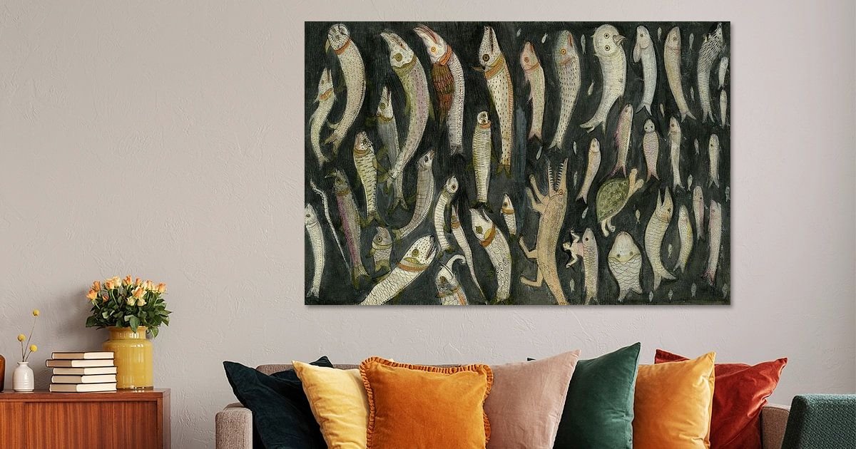 Book of Wonders,Bizarre Perzische vis op canvas, behang, poster en meer