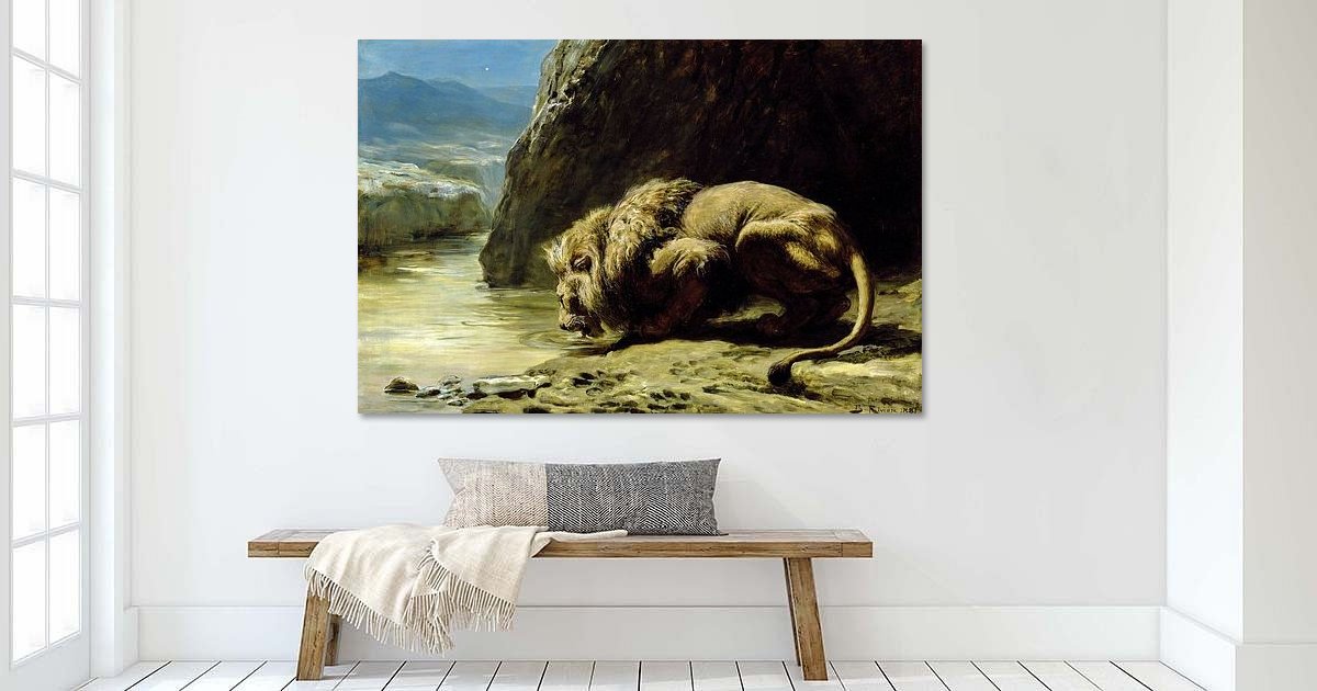 Briton Riviere,The King Drinks op canvas, behang, poster en meer
