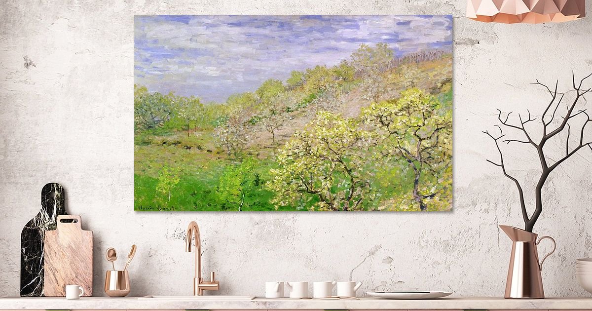 Claude Monet,Trees in blossom on canvas, poster, wallpaper and more