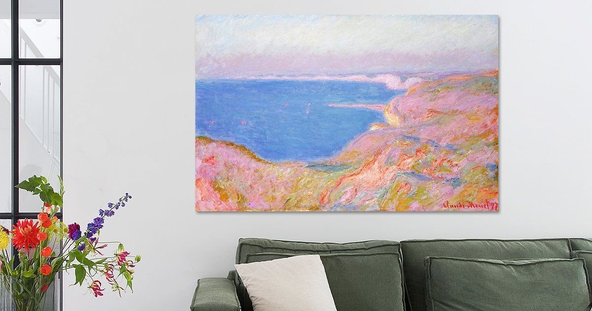 Claude Monet,Op de Kliffen bij Dieppe, Zonsondergang, 1897 op canvas ...