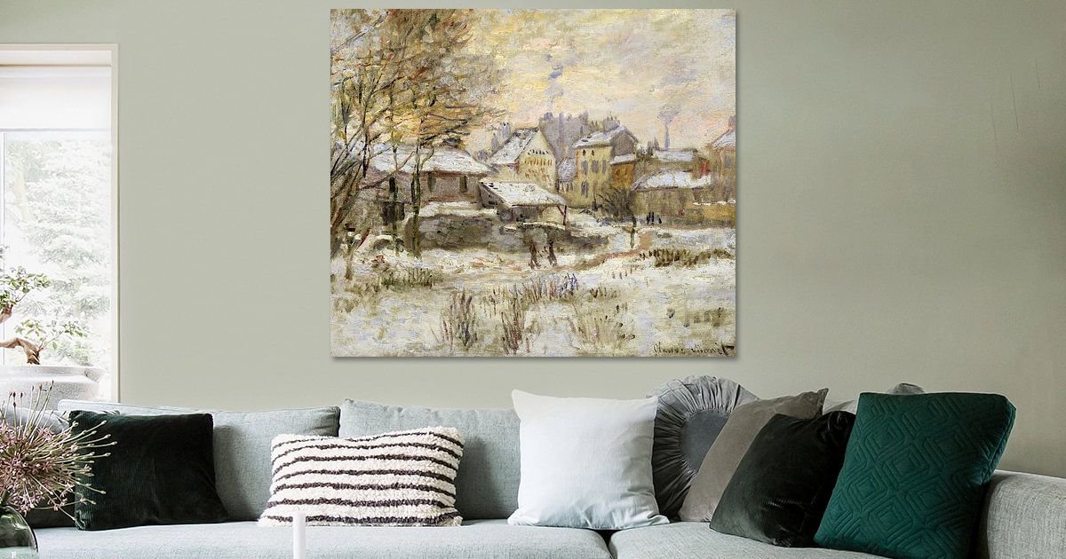 Claude Monet,Sneeze effect with setting sun on canvas, poster ...