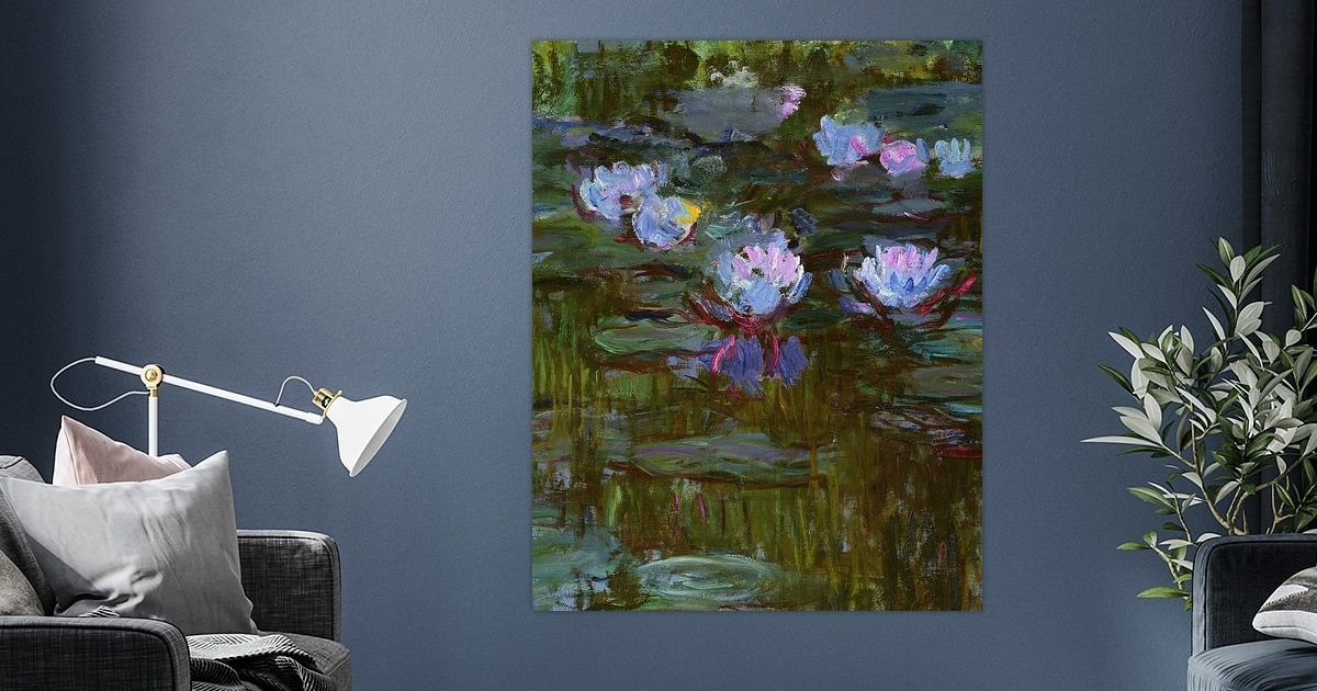 Claude Monet,Waterlelies, 1914 tot 17 Detail Door Monet op canvas ...