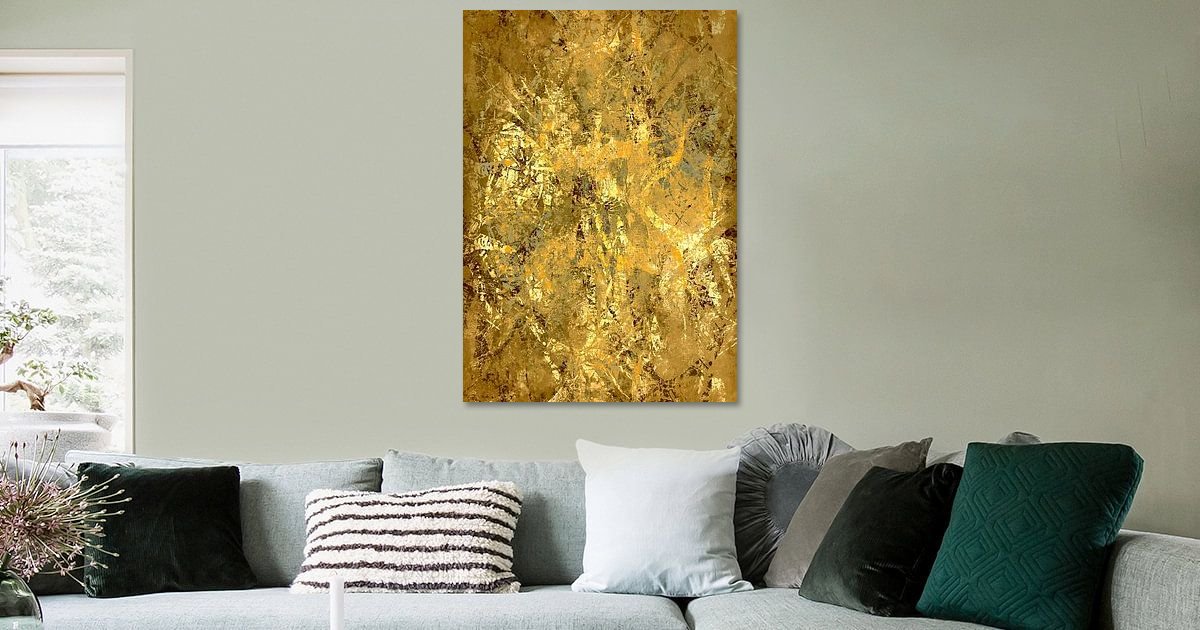 Japanese tree of life in yellow golden colors by Mad Dog Art on canvas ...