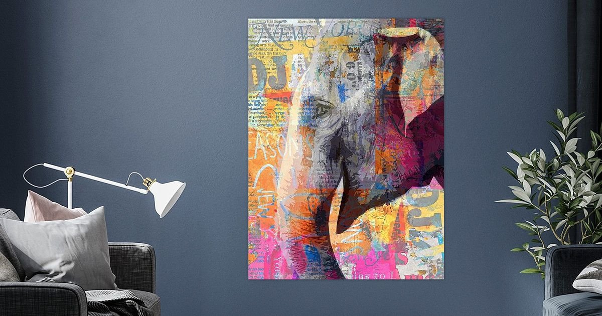 Mr. Elephant van Gabi Hampe op canvas, behang en meer