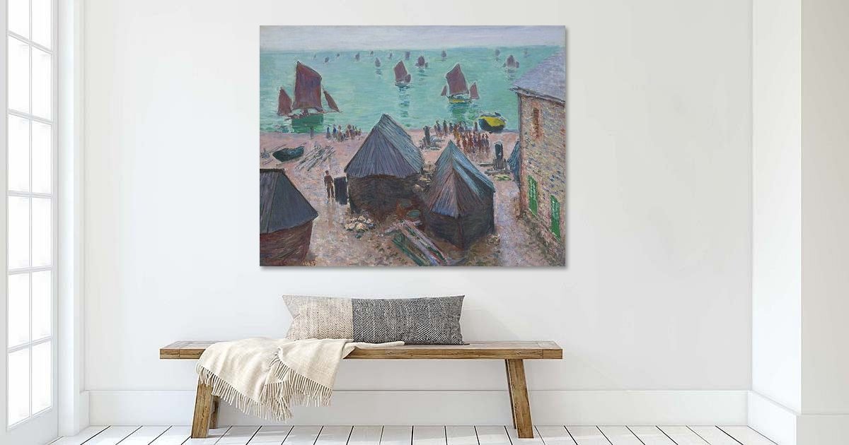 Het vertrek van de boten, Étretat, Claude Monet op canvas, behang ...