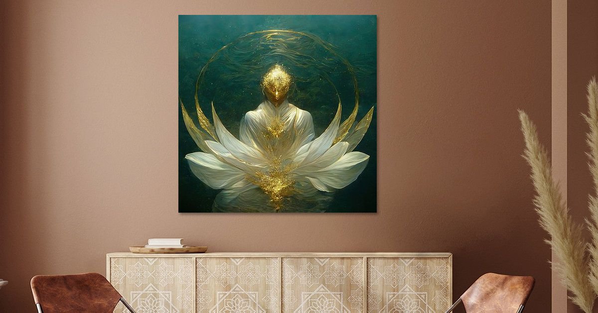 Water Engel uit een serie van 4. "de Boedha" van Anne Loos op canvas ...
