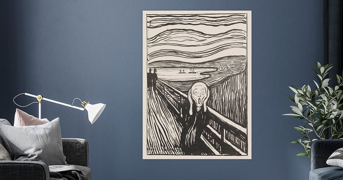De schreeuw (litho), Edvard Munch op canvas, behang, poster en meer