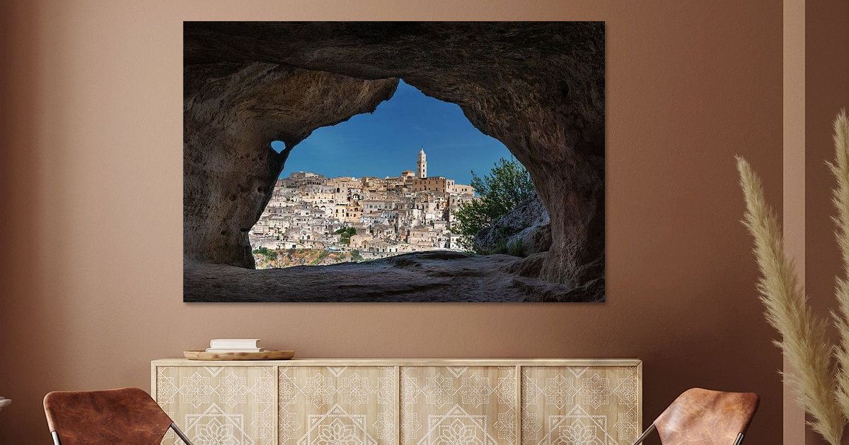 midevil Matera Oude Stad van Alex Neumayer op canvas, behang en meer