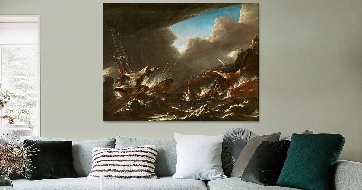 Storm op zee, Andries van Eertvelt op canvas, behang, poster en meer