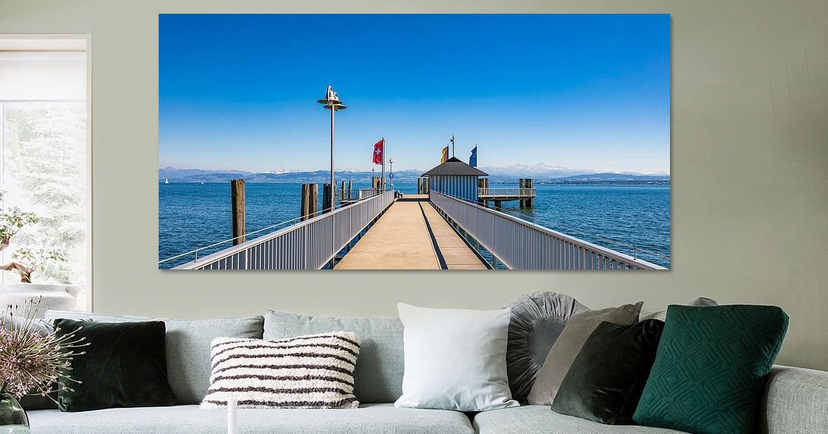 Steiger in Immenstaad aan het Bodenmeer van Werner Dieterich op canvas ...