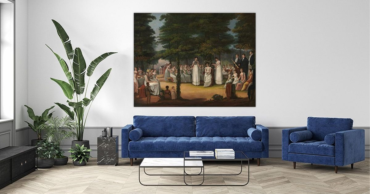 De meikoningin (De kroning van Flora), Jacob Marling op canvas, behang ...