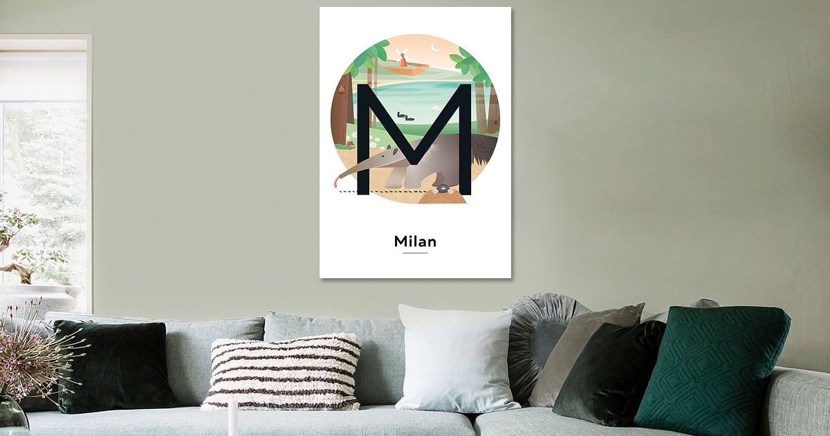 Naamposter Milan van Hannah Barrow op canvas, behang en meer