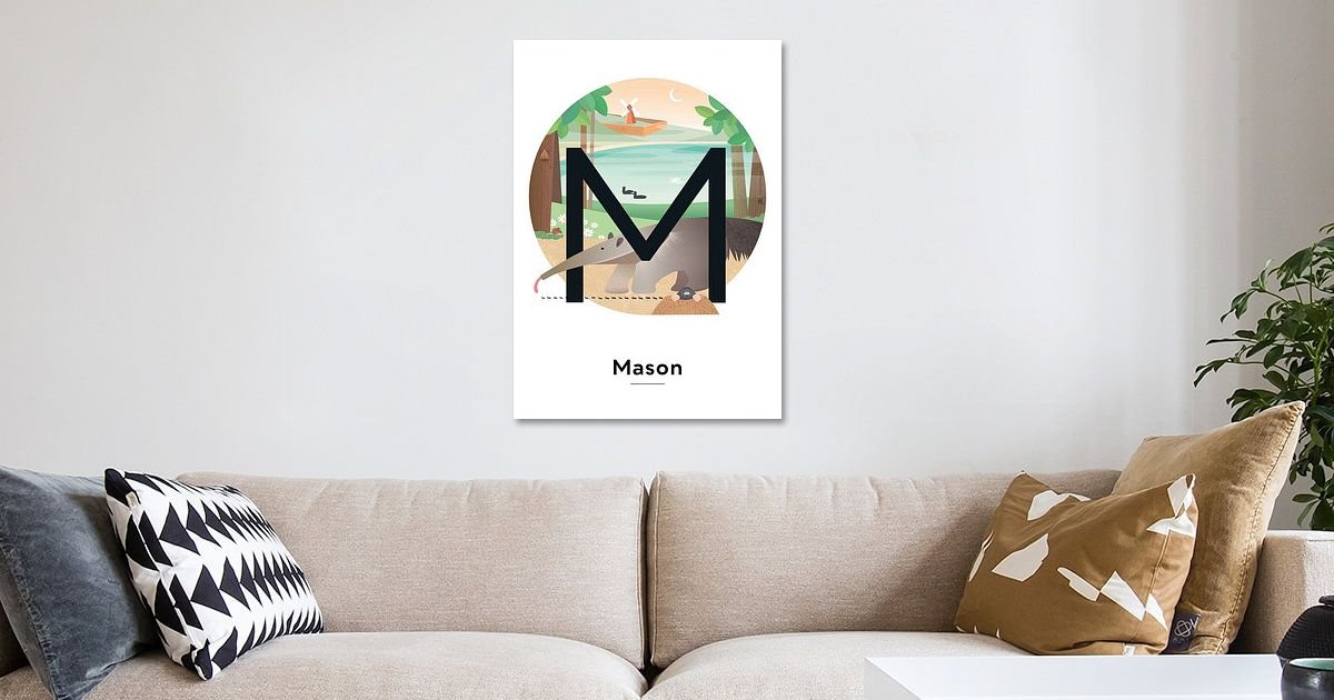Naamposter Mason van Hannah Barrow op canvas, behang en meer